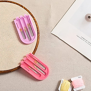 ZCZQC 2pcs Plastic Sewing Needles Container Storage Box Case Portable Organizer Tool (1 Red and 1 Pink)