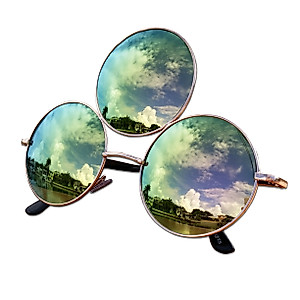 Trippy Lights Third Eye Sunglasses, Emerald Green with Pink Reflective Lens