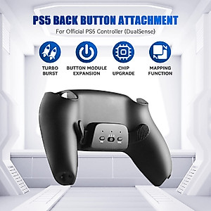 Sehawei PS5 Controller Back Button Attachment with Turbo Function, Back Paddles Kit with Mapping Function for PS5 Controller Model BDM-010 & BDM-020 & BDM-030(without Controller)