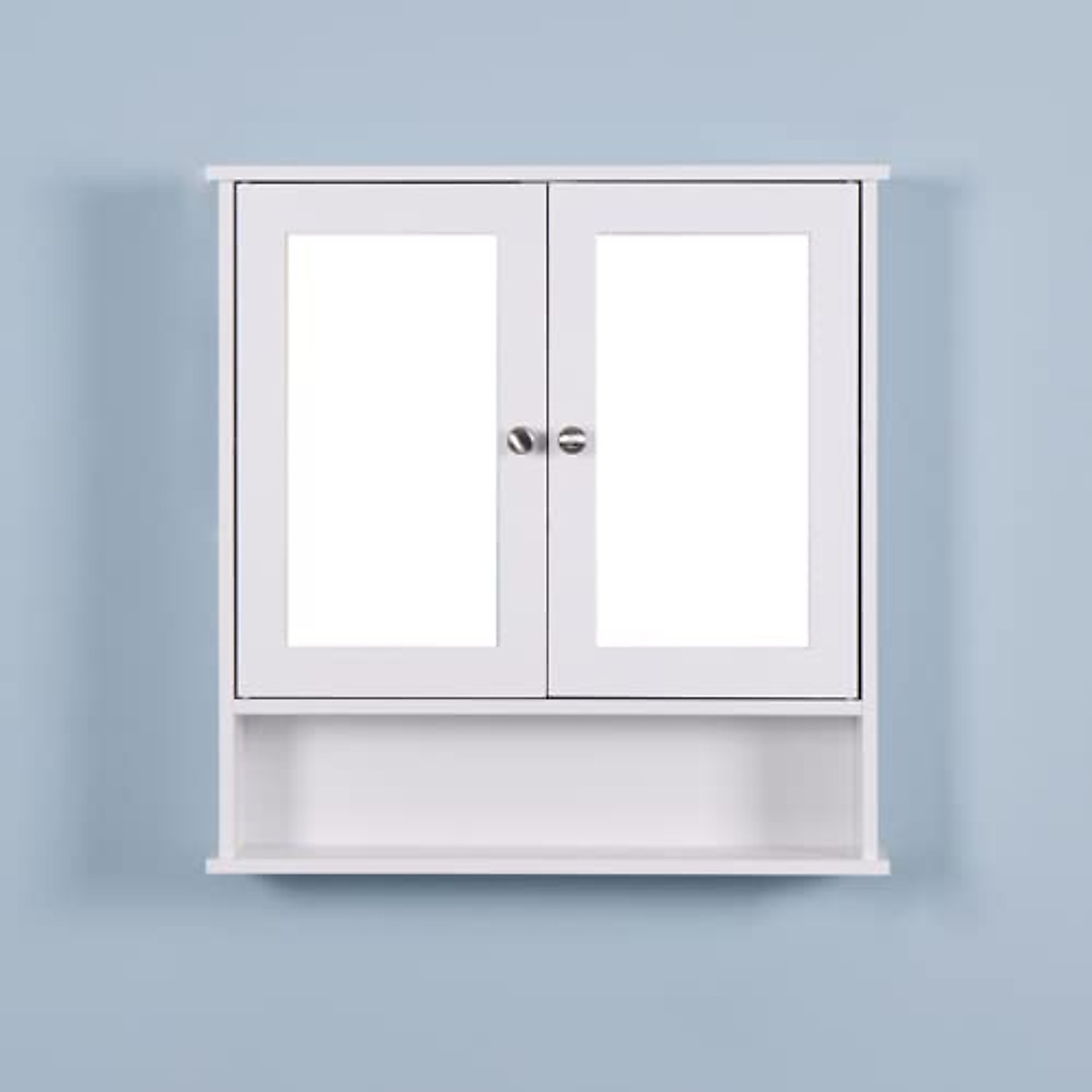 TANOOS Bathroom Cabinet, Wall Mounted Bathroom Cabinet with 2 Mirror Doors and Adjustable Shelf, Medicine Cabinets for Bathroom Laundry Room Kitchen, White