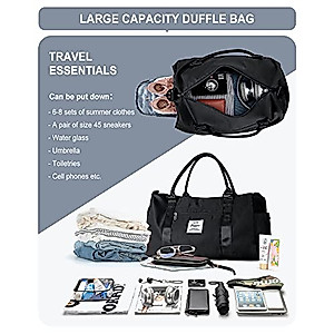 Travel Gym Duffel Bag with Shoes Compartment, Wet Pocket - For Plane, Sport, Swimming, Yoga
