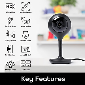 Geeni LOOK Indoor Smart Security Camera, 1080p HD Surveillance with 2-Way Talk and Motion Detection, Works with Alexa and Google Assistant, No Hub Required (1 Pack)