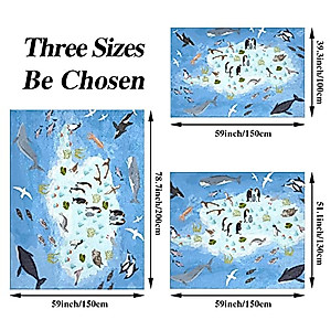 Plush Blanket Throw Blanket Warm Cozy Soft Microfiber Blankets, Antarctic Glacier Animal Penguin Sea Lion