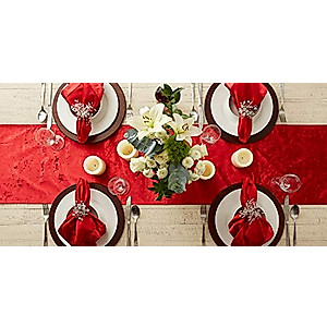 DII Velvet Collection Tabletop, Table Runner, 14x72, Red