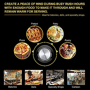 Festa Essential 5-Shelf Electric Commercial Hot Box Food Warmer for Pizza/Pretzel, Countertop Heated Holding Cabinet, Warming Oven for Catering, w/Thermometer and Adjustable Thermostat - 120V, 600W