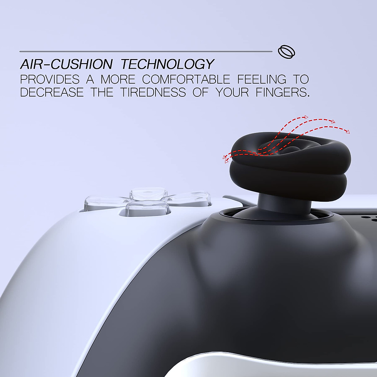 PlayVital Thumbs Cushion Caps Thumb Grips for ps5, for ps4, Thumbstick Grip Cover for Xbox Series X/S, Thumb Grip Caps for Xbox One, Elite Series 2, for Switch Pro Controller - Black