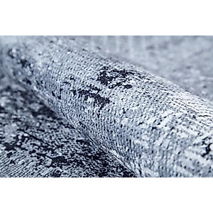 BESPOKY 2'7" x 13'1" - 80 x 400 Cm Jamshedpur Grey Framed Cotton Machine Washable Non Slip Living Room Bedroom Nursery Hallway Indoor Outdoor Area Rug