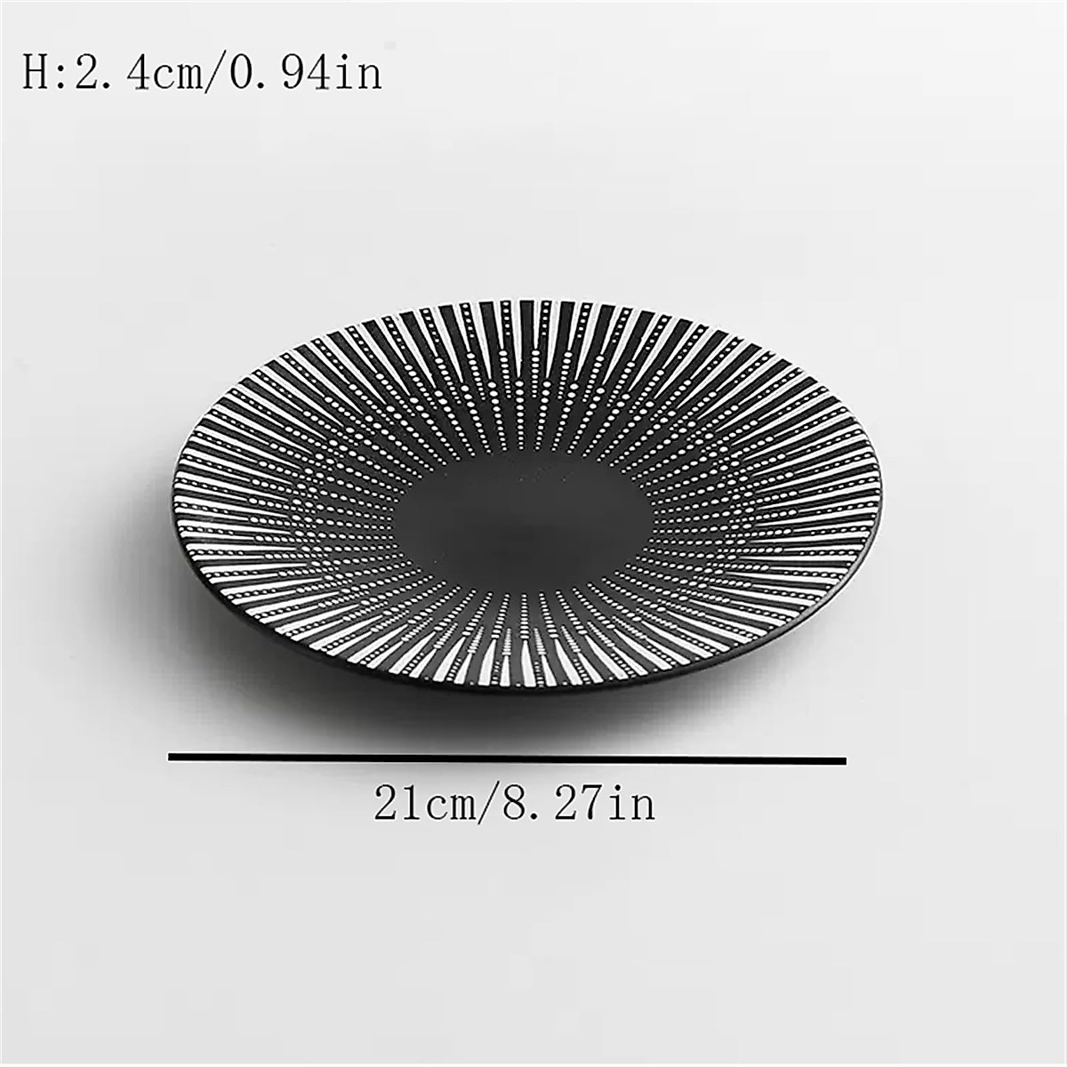 Dinner Plates Set Ceramic Dinner Plate Western Food Chinese Dinner Plate Home Kitchen Restaurant Plate Round Stripe Flat Plate Dessert Fruit Tray Kitchen Salad Bowl ( Color : A , Size : 8.27in )