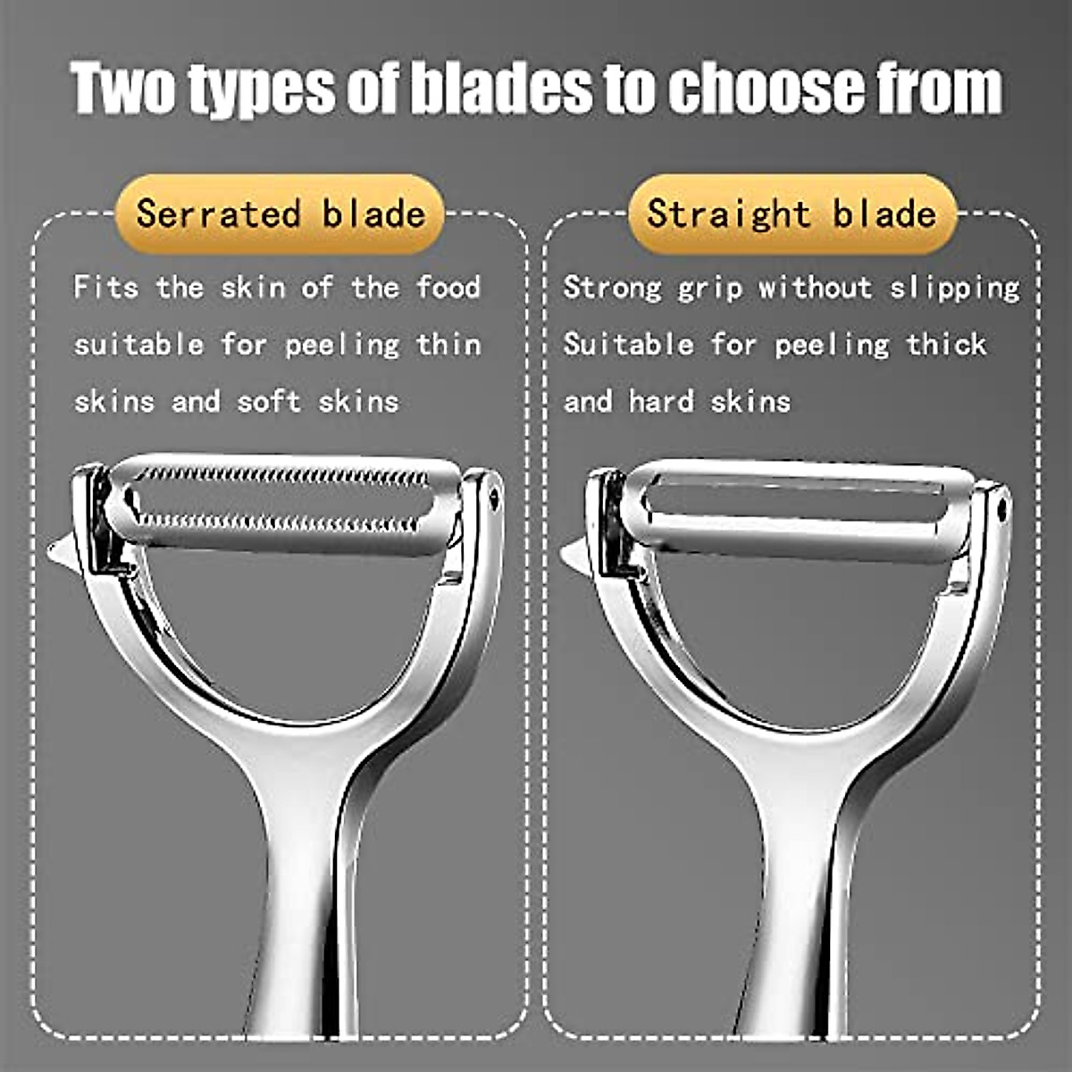 Vegetable Peeler Potato Peelers for Kitchen Y-Shaped Stainless Steel Peeler with Ergonomic Non-Slip Handle & Sharp Blade - Straight blade