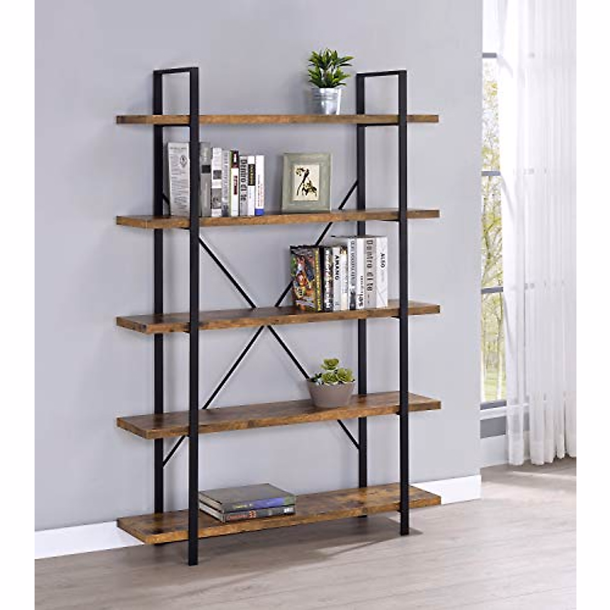Coaster Furniture Bookcase Antique Nutmeg and Black 805807