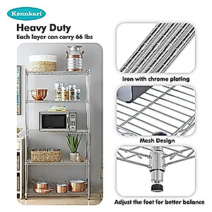 Kennkari 36“ × 14” Free Standing Shelving Unit, 5-Tier Adjustable Metal Shelf Organizer Rack for Pantry/Laundry/Kitchen/Dorm, Wire Storage Shelves (Silver)