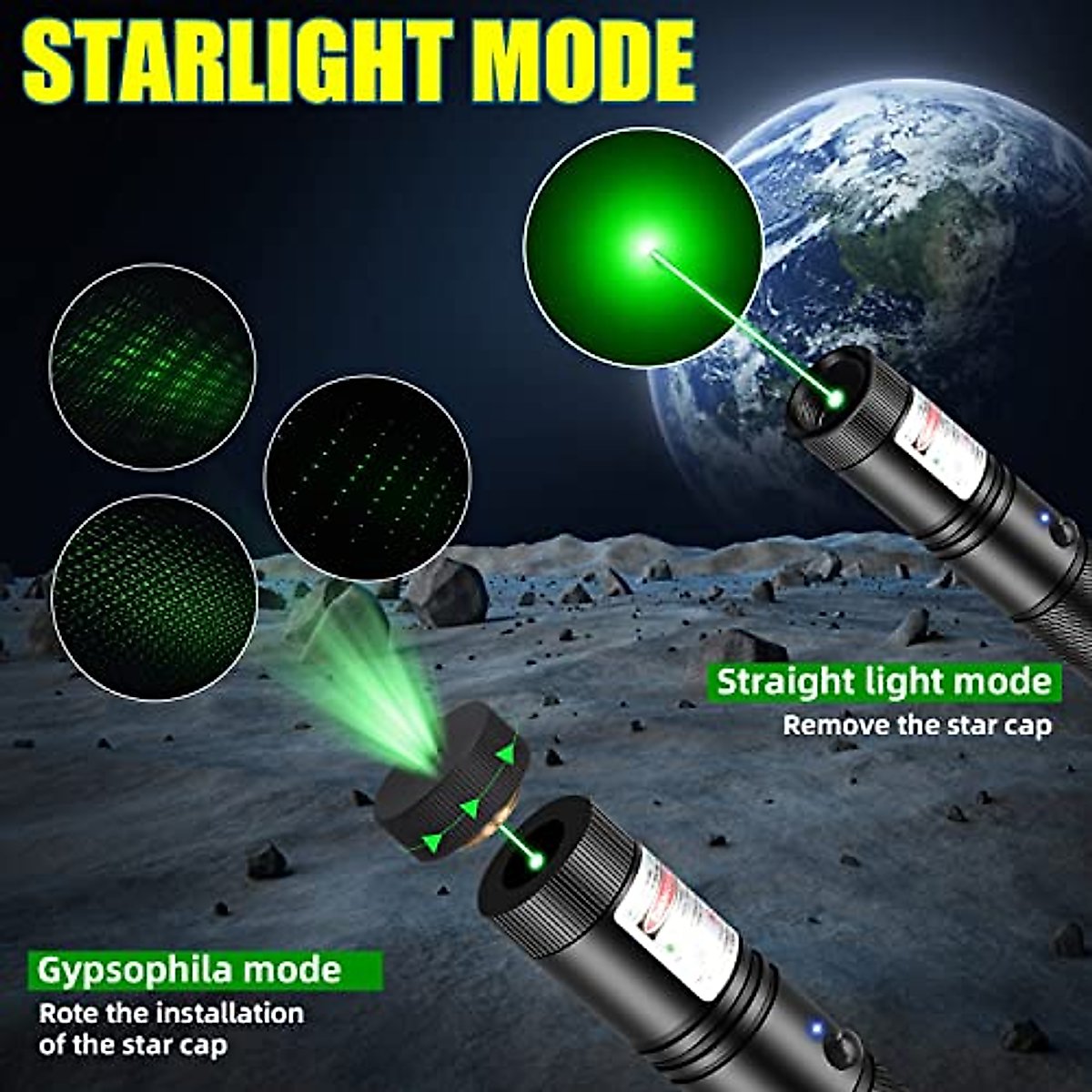 LUEIIN Green Laser Pointer, Long Range Laser Pointer 10000 Feet Visible Beam, Rechargeable Green Laser Pointer High Power for Presentations