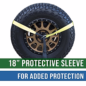 Boxer 2" x 10ft Pro Lasso Tow Strap with D Ring & Protective Sleeve – Car Tie Down, Auto Hauler, Auto Transport – 10,000lbs - 4 Pack