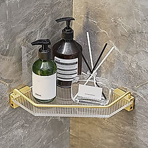 Corner Shower Caddy Bathroom Corner Shelf, Brushed Gold Wall-mounted Bathroom Shower Caddy Shelf Organizer Rack, Acrylic Corner Shelf Holder (Color : 1)