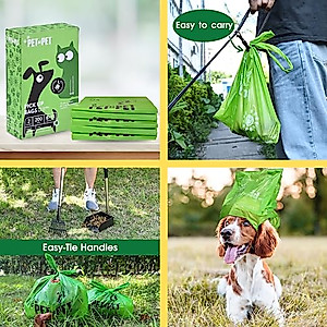 PET N PET Poop Bags 200 Counts Unscented, Dog Poop Bags with Easy Tie Handles Earth-Friendly Dog Waste Bags, Cat Litter Bags 8 x 15 inch, Completely Leak Proof, Easy Dispensing