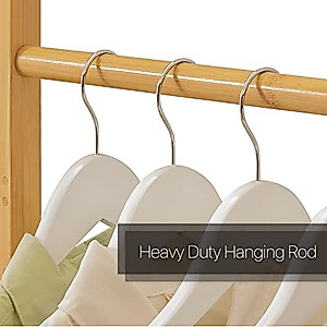 MoNiBloom Coat Rack with 6 Hooks, Bamboo Freestanding Garment Rack with Botton Shelf for Entryway Bedroom Living Room Office, Natural