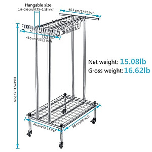 Balaipor Stainless Steel Garden and Yard Tool Organizer Tower Rack Storage Holder with Wheels for Garage, Garden, Shed (Floor Standing)