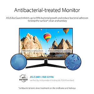 ASUS VY249HE 23.8” Eye Care Monitor, 1080P Full HD, 75Hz, IPS, Adaptive-Sync/Sync, Eye Care Plus, Color Augmentation, Rest Reminder, HDMI VGA, Frameless, VESA Wall Mountable, BLACK