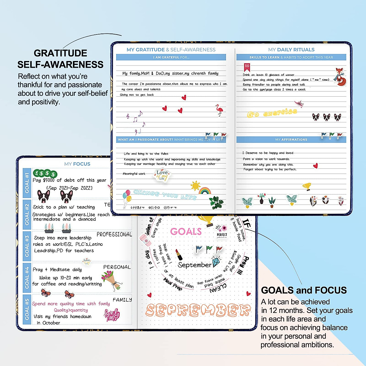 Weekly and Monthly Planner 2024-2025 to Increase Productivity and Hit Your Goals journal Christmas Gifts for women Notebooks for Work Undated Planner Agenda Habit Tracker Planner Gift Set