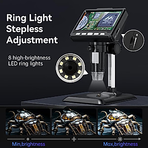 Microscope, LCD Digital Coin Microscope 1000x, 1080P Coin Magnifier,Microscope for Adult with 8 Adjustable LED Lights, PC View, Compatible with MacOS Windows