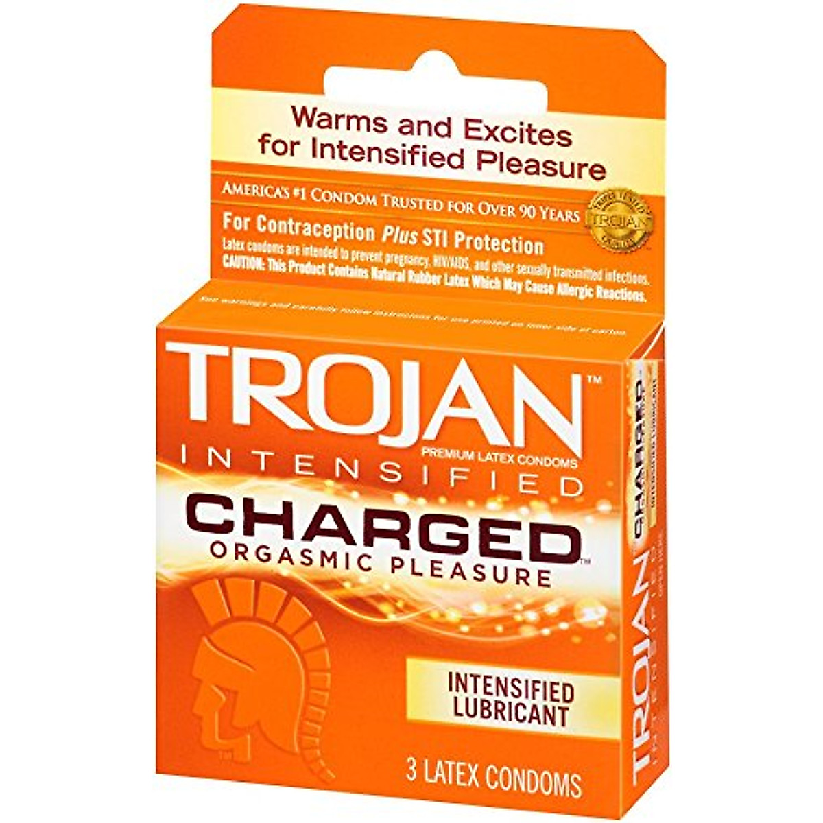 TROJAN Charged Lubricated Condoms, 3 Count (Pack of 1)