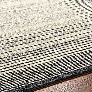 Hauteloom Omeo Wool Living Room, Bedroom Area Rug - Contemporary - Beige, Blue, Black - 8' x 10'