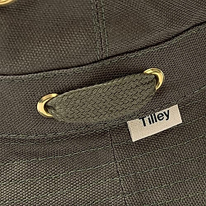 Tilley Womens Iconic T1 Bucket Hat, Olive, 7 1/2 US