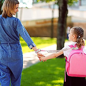 Lehoo Castle Upgraded Anti Lost Wrist Link, Kid Harness with Induction Lock, Safety Wrist Leash for Toddlers, Kids Backpack Leash, Child Leash Harness (Pink)