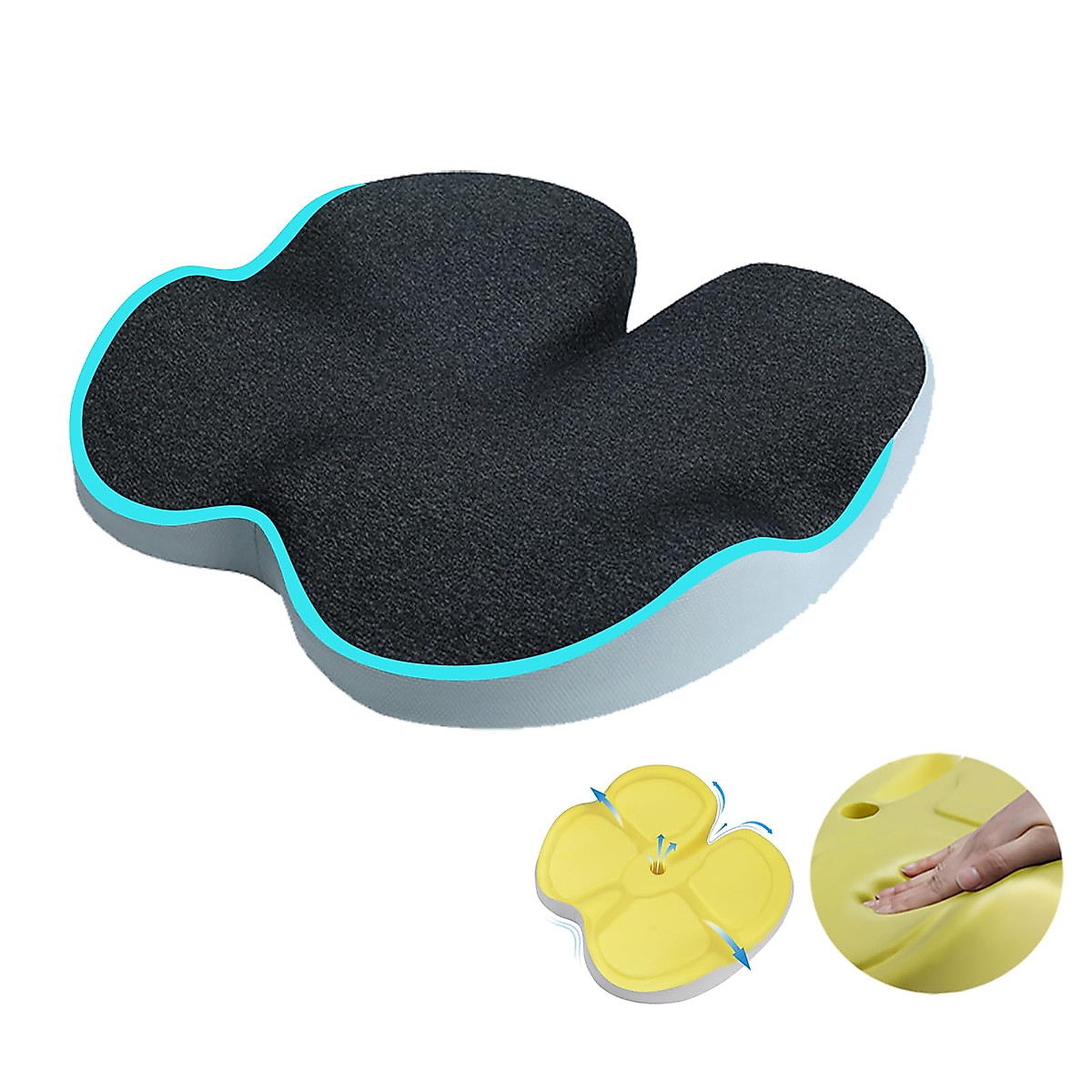 Thicked Seat Cushion for Office Chair - Memory Foam Chair Cushions for Strong Support and Comfort for All-Day Sitting, Relieves Butt Orthopedic Sciatica Hip Coccyx Pain for Car Driving, Wheelchair