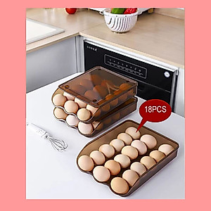 Egg Holder For Refrigerator，Automatic Replenishment Of 36 Egg Preservation Plastic Storage Box,With Lid Stackable Clear Egg Organizer Storage Box,7 Degree Tilt (2 Layer)