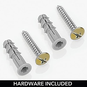 mDesign Bathroom Towel Holder and Organizer with Storage Shelf - Modern Metal Wall Mount Towel Rack - Towel Holder Rack for Bathroom with Shelf for Accessories - Concerto Collection - Soft Brass