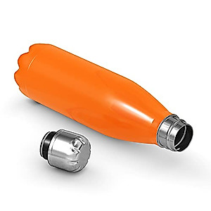 Personalized Kids Bottle Custom Children Name on Bright Orange 17 oz Cola Style Double Wall Vacuum Insulated Stainless Steel Sports Bottle