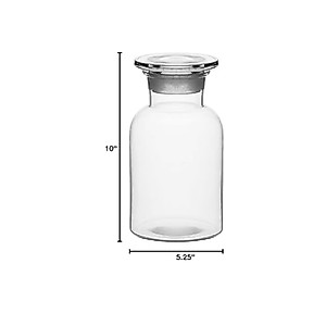 EISCO Labs Reagent Bottle, Soda Glass, Wide Neck with Stopper, 2000 mL