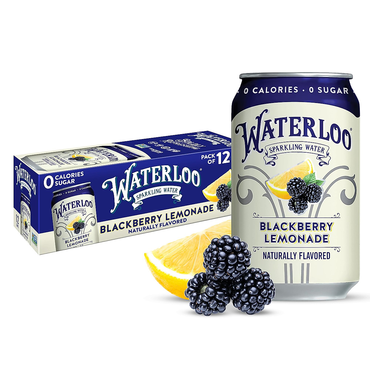 Waterloo Sparkling Water, Blackberry Lemonade Naturally Flavored, 12 Fl Oz Cans, Pack of 12 | Zero Calories | Zero Sugar or Artificial Sweeteners | Zero Sodium…