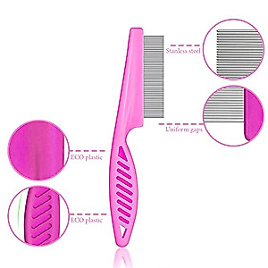 SKYPIA 5 Pcs Dog Comb Tear Stain Remover for Dogs Flea Comb Dog Combs for Grooming Small Dogs Flea Comb for Cats Dog Grooming Kit Pet Combs Small Dog Combs