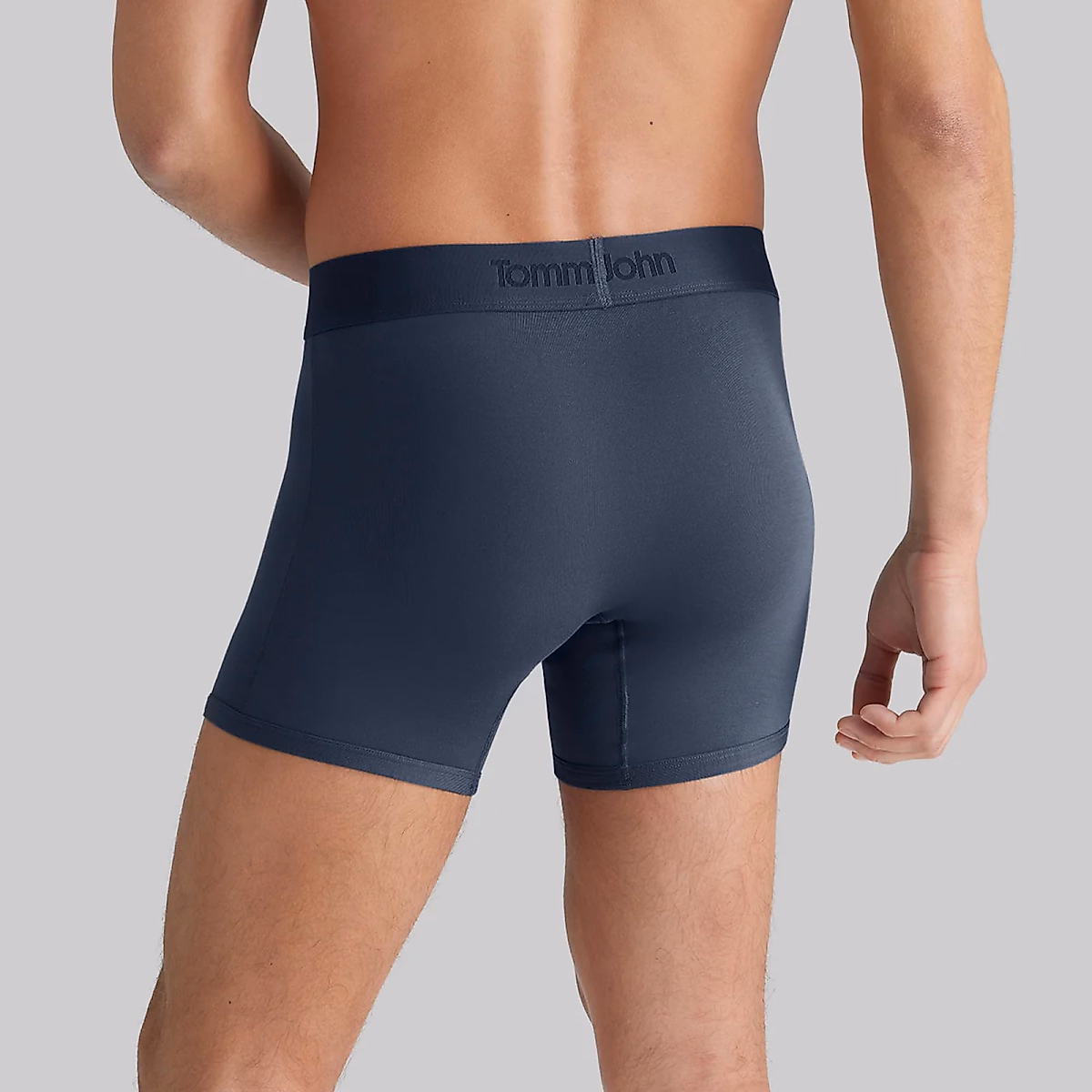 Tommy John Men's Trunk 4” Underwear, Second Skin Boxers with Supportive Contour Pouch, Soft Naturally Breathable Stretch Fabric Boxers for Men, Dress Blues, Large