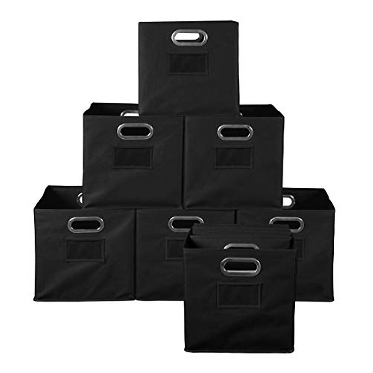 Niche Cubo Set of 12 Foldable Fabric Storage Bin with Label Holder- Black