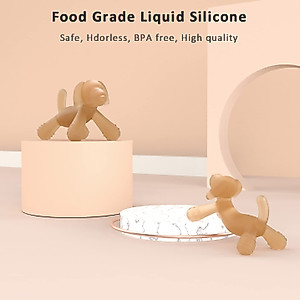 AULEGE Silicone Teething Toy for Baby 3-6, 12, 18 Months Infant, BPA Free Soft Dog Shape Silicone Baby Teether