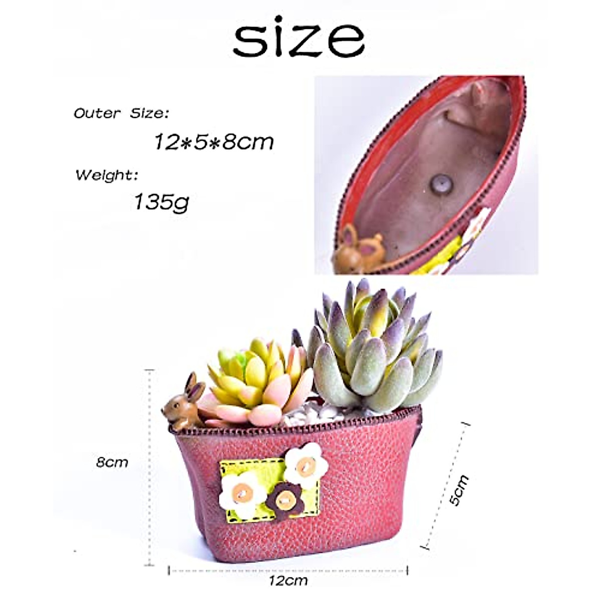 Novelty and Cute Little Things Umbrella Coin Bag Flower Pot Garden Flower Pot Resin Succulent Potted Bonsai Plant Stand Home Desk Mini Ornaments Without PlantsFlower Series Coin Bag Flower Pot