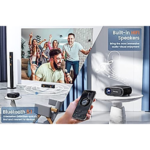 Auto Focus - Projector 5G WiFi Bluetooth with 100'' Screen - Goiaey 480 ANSI 18000L Native 1080P Portable Outdoor Movie Projector 4K Support, Auto 6D Keystone, Video Projector for iOS/Android/TV/PS5