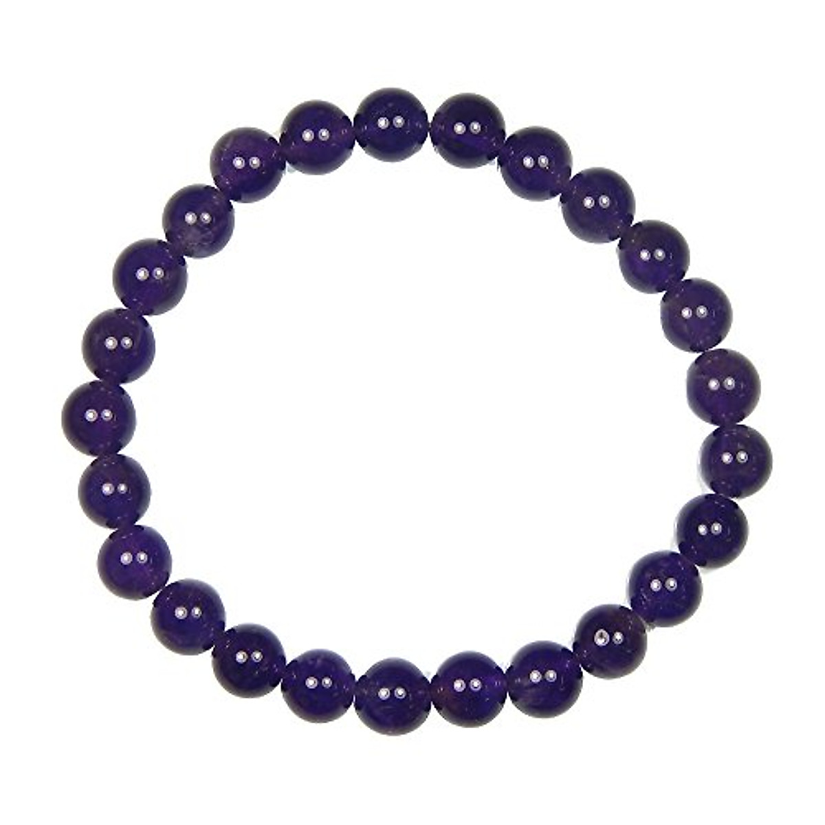 Myhealingworld Natural Amethyst Gemstone Bracelet Round 8mm Beaded Bracelet February Birthstone Wristband Balancing Stretch Wristlet for Men Women