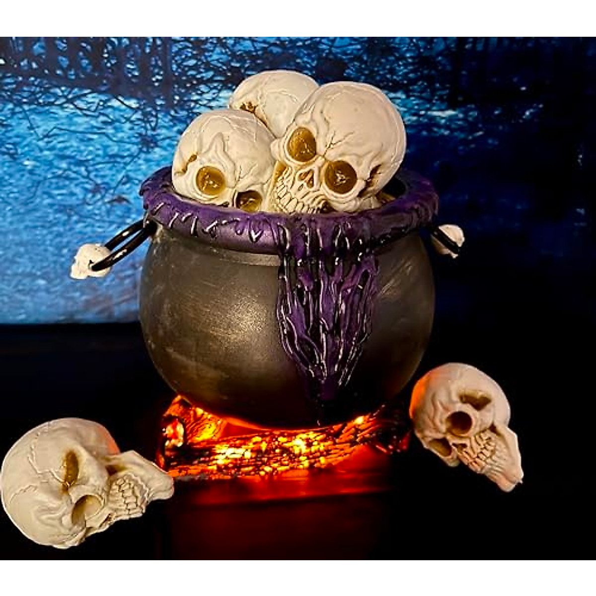 GiftExpress 8 Inches Black Magic Cauldron with Light-up Candy Pot for Halloween Decoration, Horror Scene Decoration Holiday Décor Theme Party
