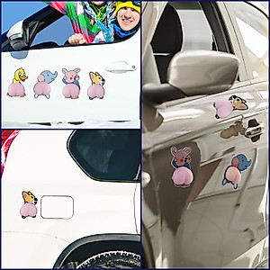 8 Pieces of 3D Fluorescent Cartoon Decorative Mute Stickers Cute Silicone Car Rearview Mirror Door Frame Anti Collision Stickers Decompression Luminous