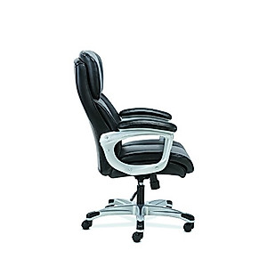Sadie Executive Computer Chair- Fixed Arms for Office Desk, Black Leather (HVST315)