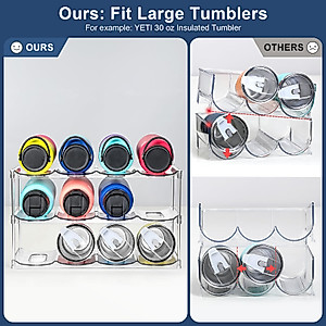 3 Tier Stackable Water Bottle Organizer Holder for Cabinet - for Stanley 40 oz & Others' Large Cup, Tumbler Organization - Clear Wine Rack, Home Kitchen Countertop Fridge Pantry Shelf Storage, Hold 12