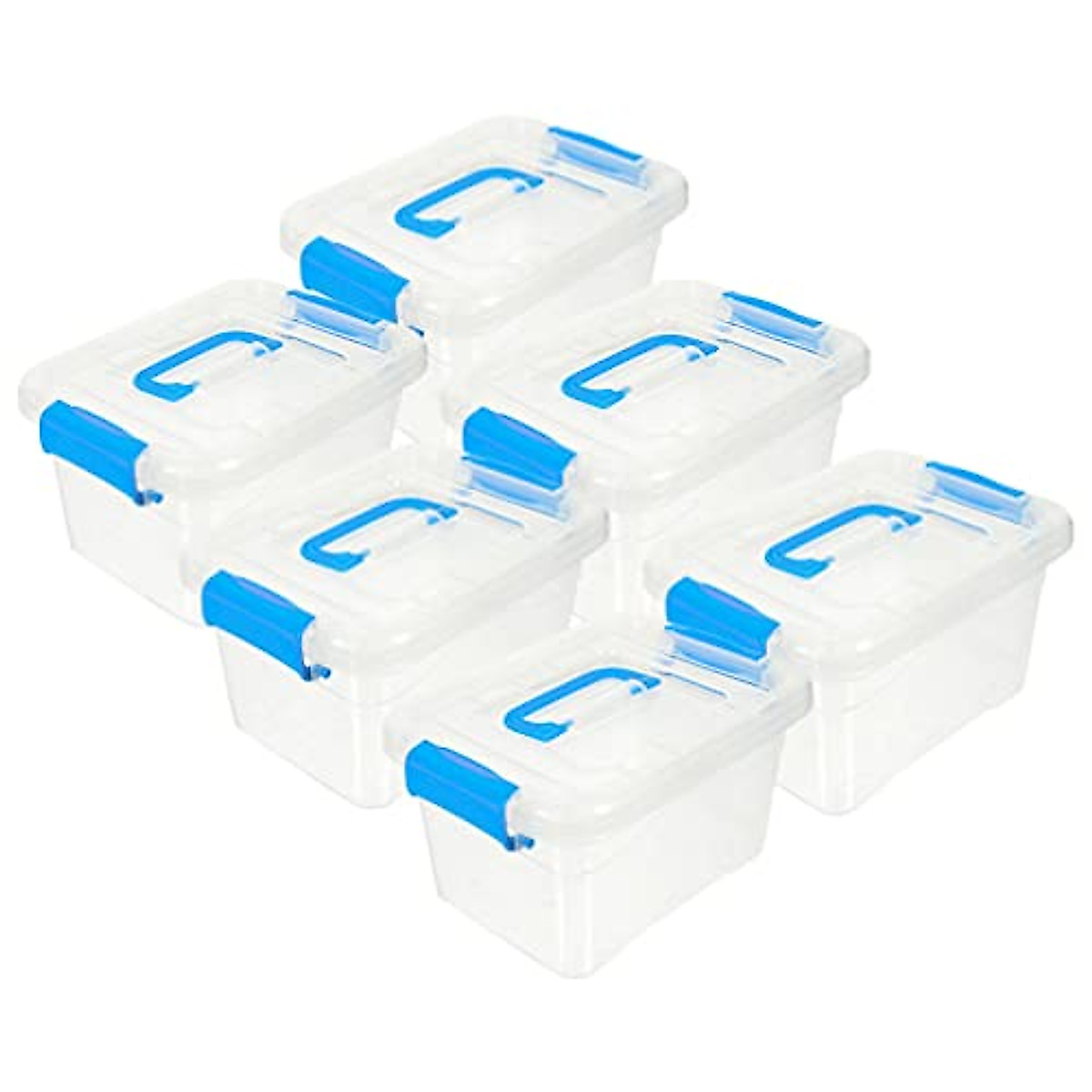 Cabilock Plastic Storage Bins 6pcs Clear Storage Latch Box Plastic Storage Container Bin with Latching Lid Stackable Nestable Shoe Box Organizer for Art Supplies Clear Plastic Storage Bins