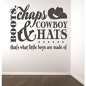 Boots Chaps & Cowboy Hats Thats What Little Boys are Made of Baby Newborn Son Boy Infant Nursery Bedroom Decor Size : 16 Inches X 16 Inches