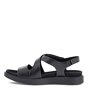ECCO Women's FLOWT Cross Strap Sandal, Black, 10-10.5