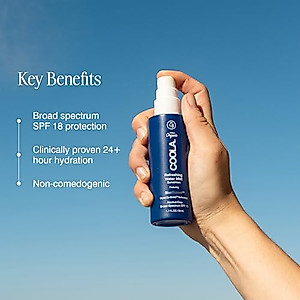 COOLA Organic Refreshing Water Mist Face Moisturizer with SPF 18, Dermatologist Tested Face Sunscreen with Plant-Derived BlueScreen Digital De-Stress Technology, 1.7 Fl Oz