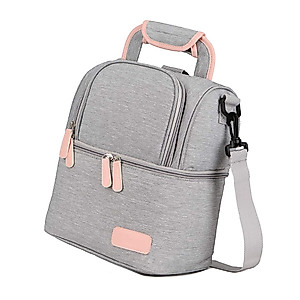 Meichoon Breast Pump Backpack Breastmilk Cooler & Insulated Baby Bottle Bag Waterproof - Portable Thermal Insulated Lunch Bag/Large Capacity Handbag/Baby Milk Freezer for Work Mommy Women XC01 Grey